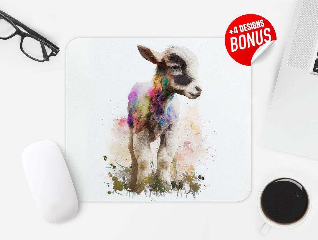 Baby Goat Mouse Pad Sublimation Design, Watercolor Farm Cute Goat ...
