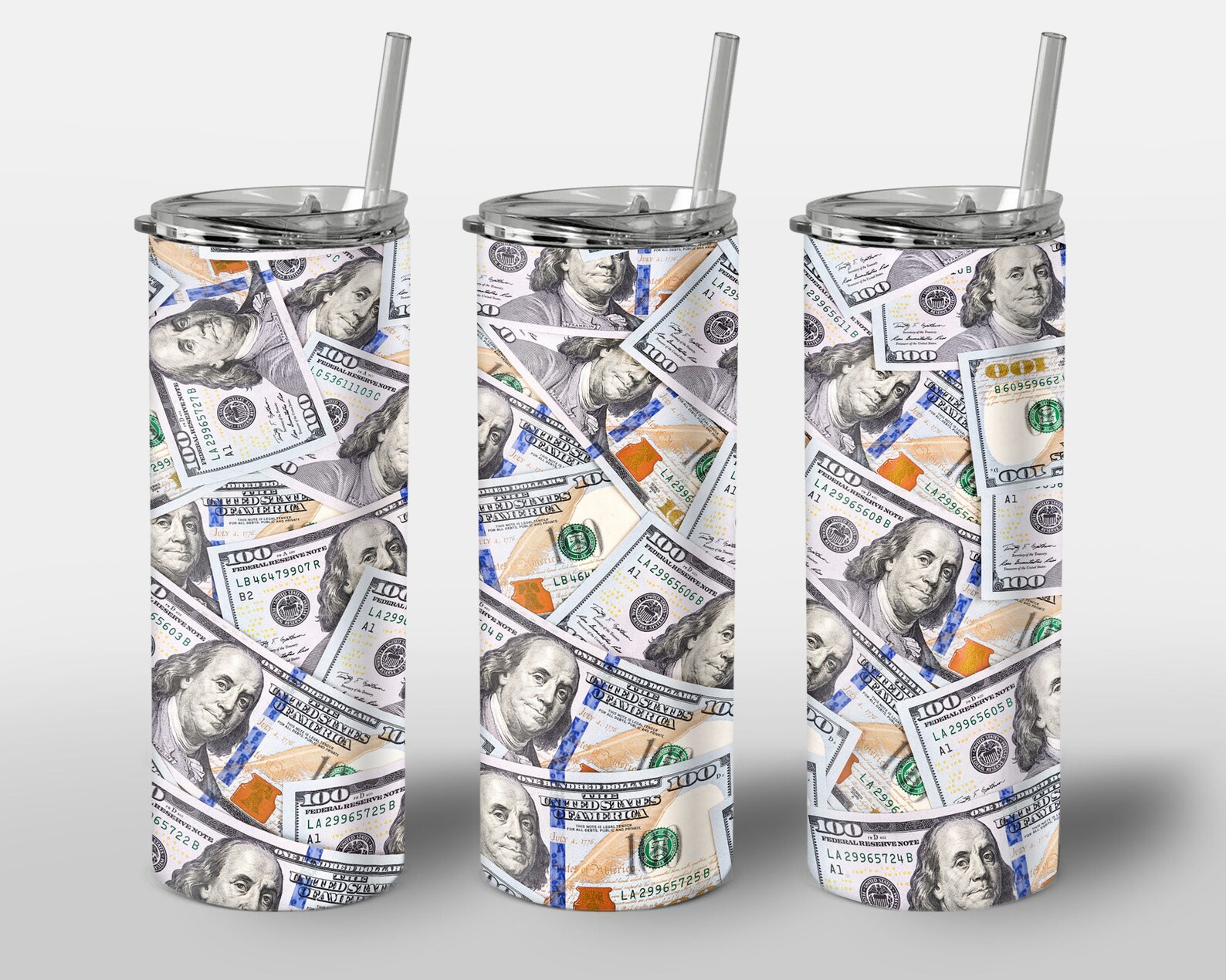Money Design for Tumbler, STRAIGHT 20oz Skinny Tumbler Wrap Sublimation ...