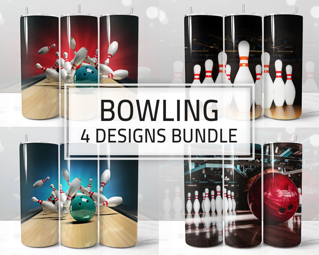 Bowling Designs Bundle for Tumbler, Set of 4 Wrap PNG for 20oz Skinny ...