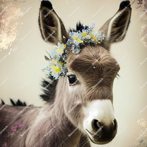 Cute Donkey Floral Design for Tumbler, Alcohol Ink Art, Cute Baby ...