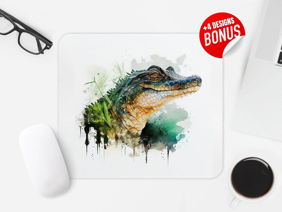 Crocodile Mouse Pad Sublimation Design, Watercolor Alligator Croco ...