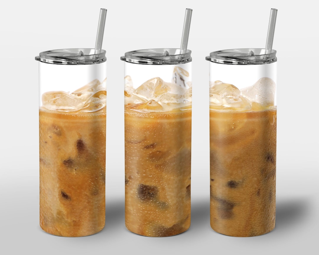 Iced Coffee Cup Design for Tumbler, STRAIGHT 20oz Skinny Tumbler Wrap ...