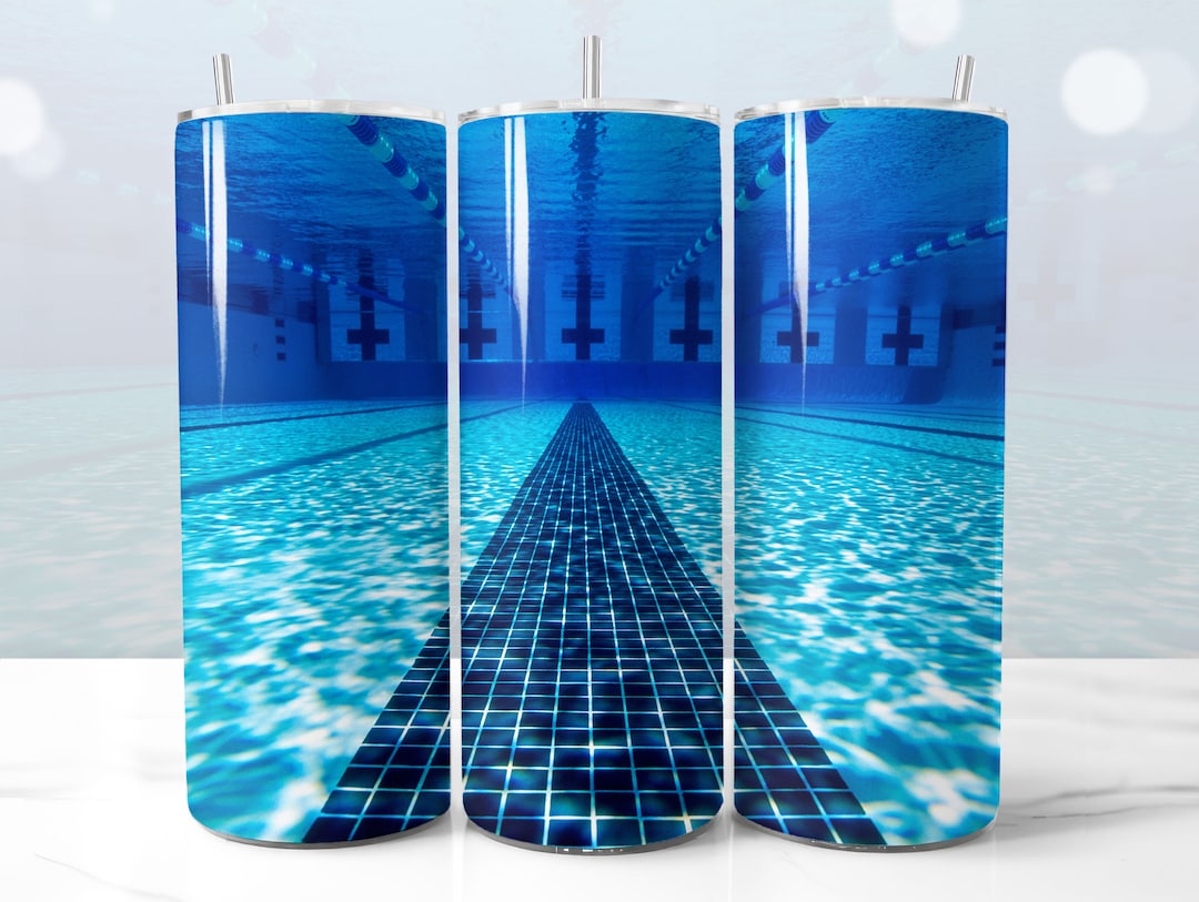 Pool Design for Tumbler, Swimming Pool Dip Water, STRAIGHT 20oz Skinny ...