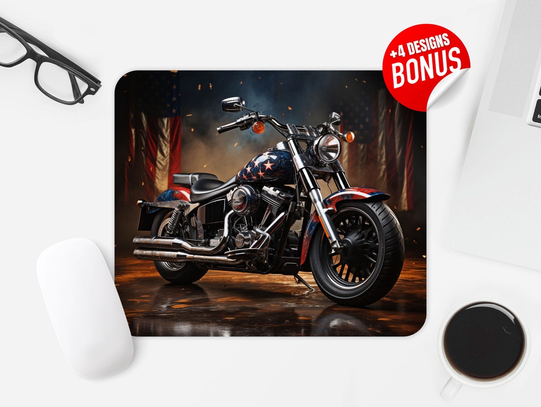 3D Bike Mouse Pad Sublimation Design, USA Flag Patriotic Motorcycle ...