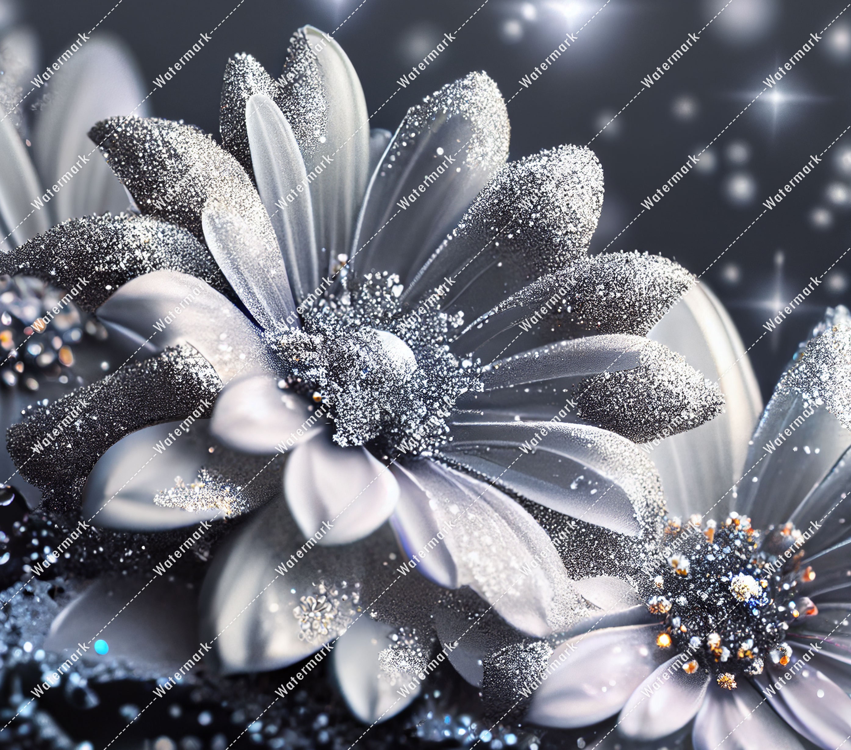 Silver Flowers Art Design for Tumbler Alcohol Ink Art - Etsy