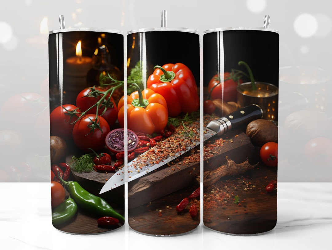 3D Chef Cooking Knife Design for Tumbler, Alcohol Ink Art, Old Vintage ...