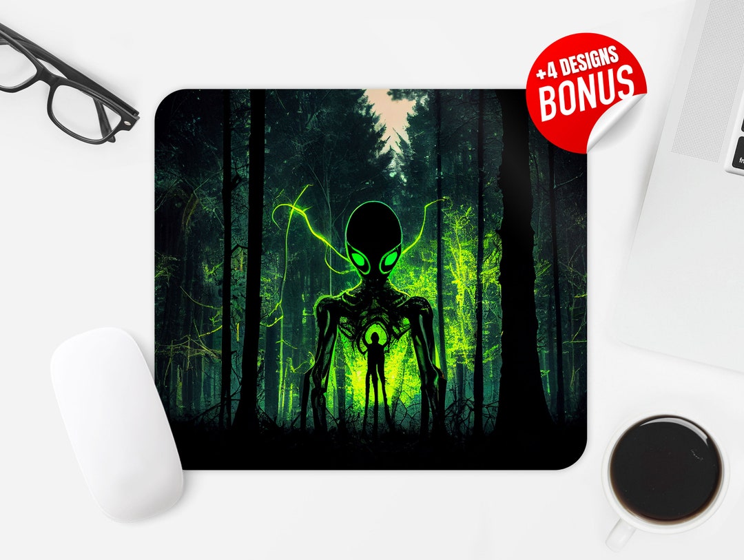 Alien Mouse Pad Sublimation Design, Jungle Green Neon Alien Computer ...