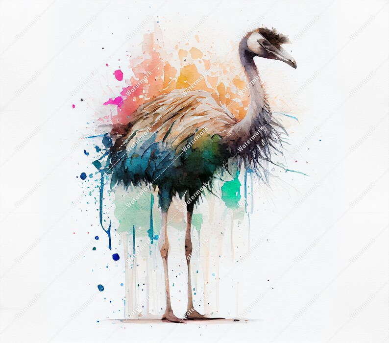 Watercolor Ostrich Design for Tumbler, Alcohol Ink Art, Colored Ostrich ...