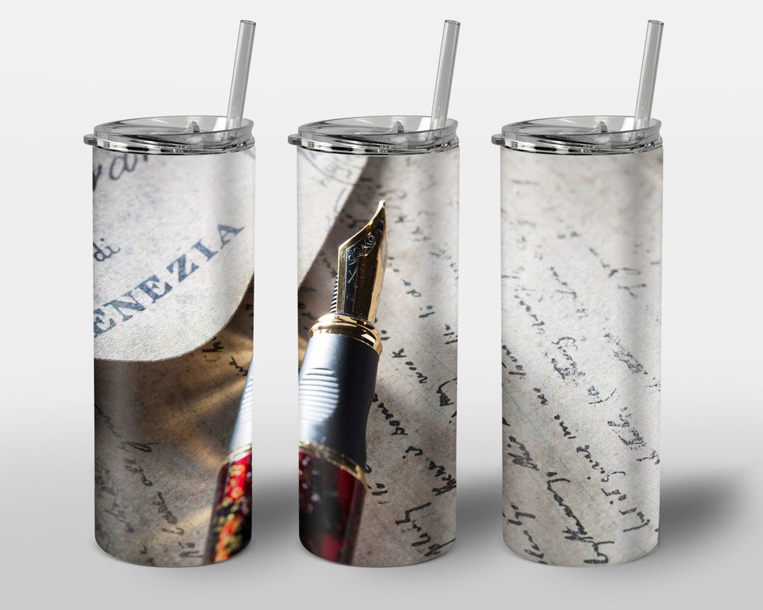 Writing Design for Tumbler, Old Ink Pen and Paper Design for Writing ...