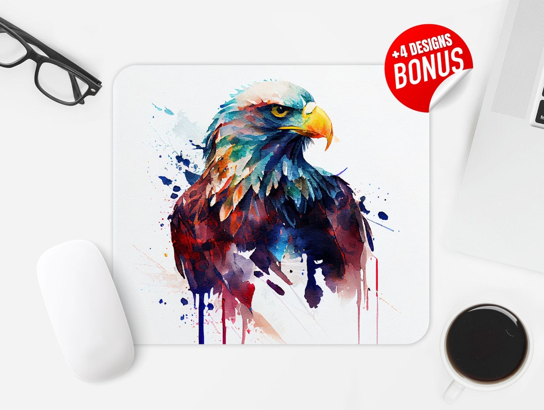 Eagle Mouse Pad Sublimation Design, Watercolor Patriotic USA Eagle ...