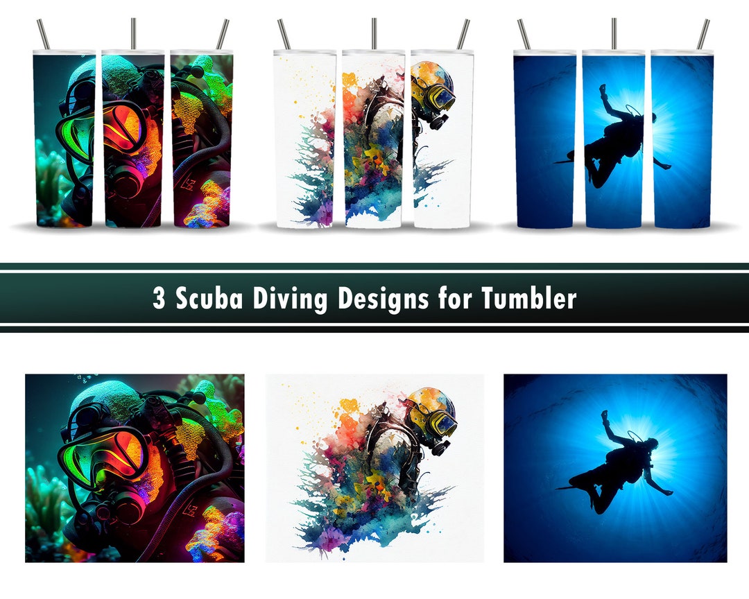 Scuba Diving Designs for Tumbler, Alcohol Ink Art, Neon Scuba ...