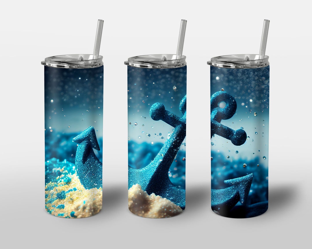 Nautical Marine Design for Tumbler, Alcohol Ink, Blue Seamanship ...