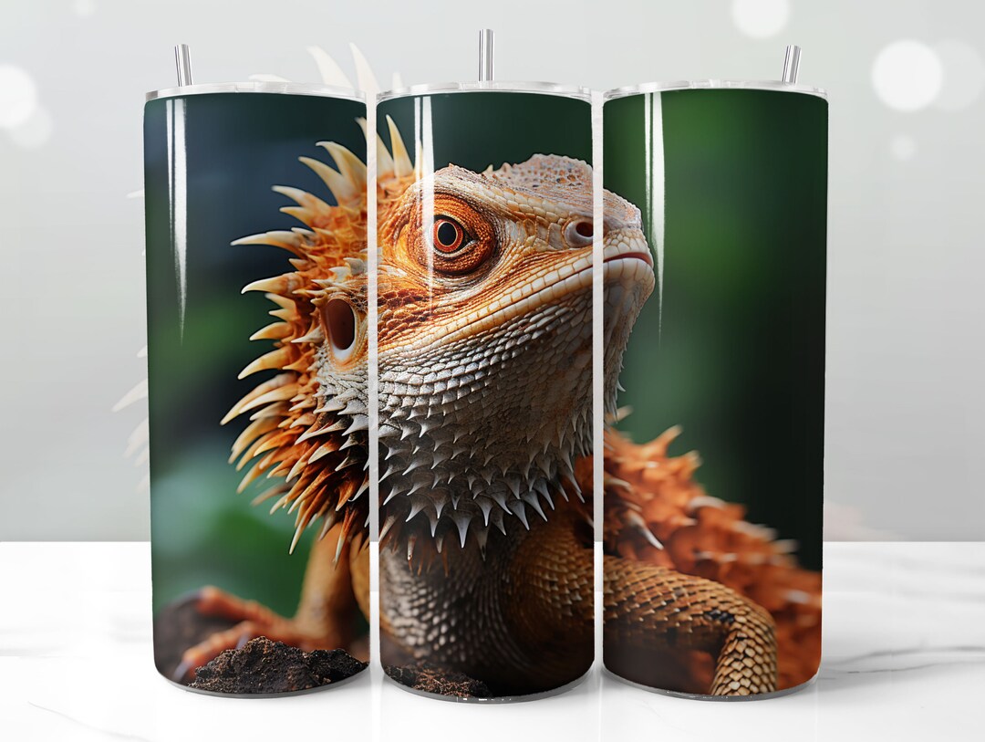 Bearded Dragon Design for Tumbler, Alcohol Ink Art, Desert Rock Brown ...