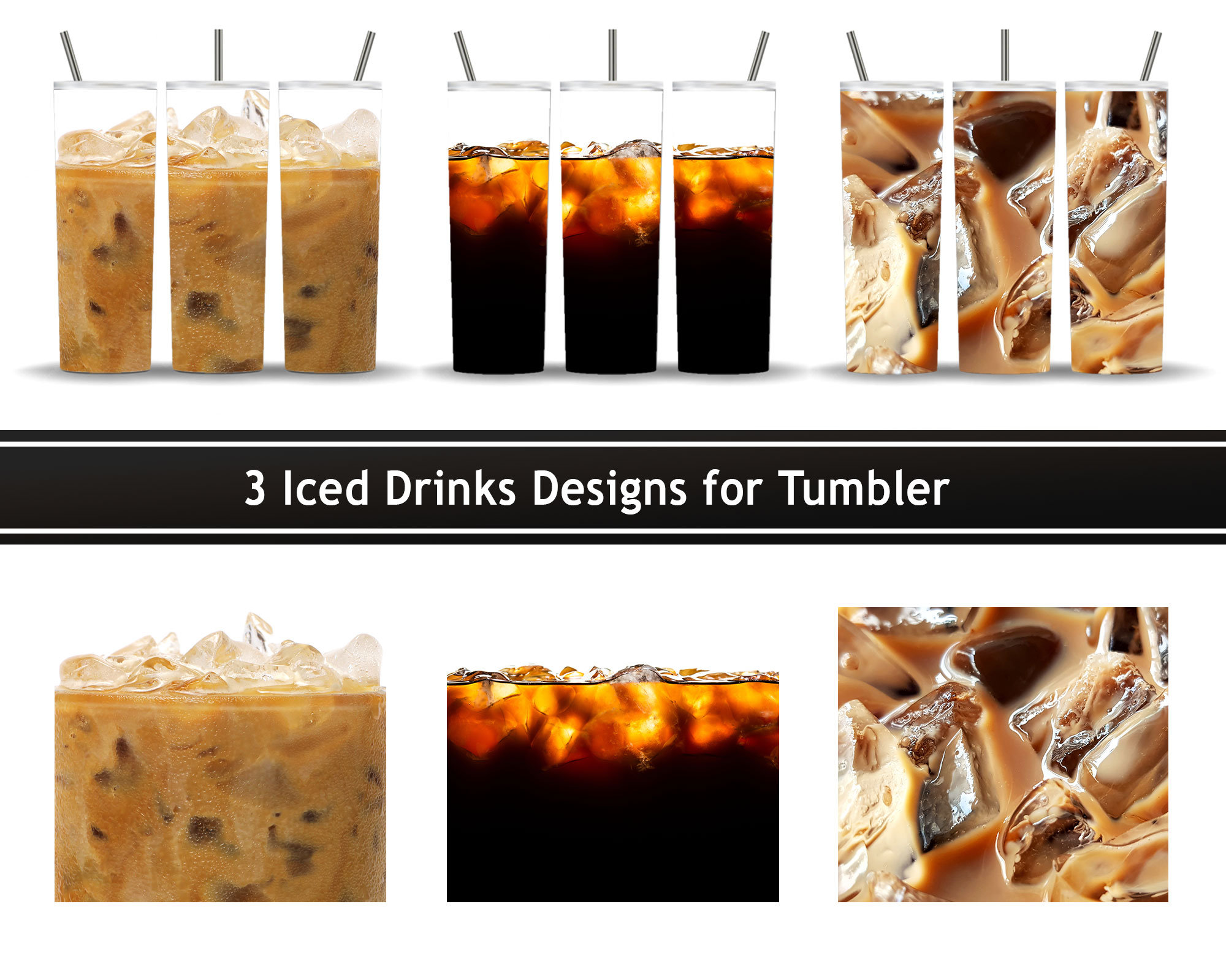 Iced Drinks Designs Bundle for Tumbler Iced Coffee Glass Cola - Etsy
