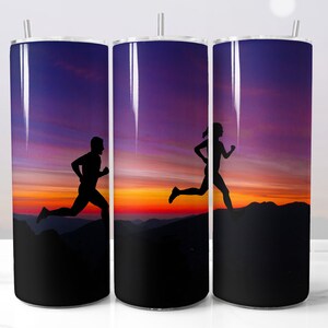 Running Sunset Design for Tumbler, Sunset Cross Country Couple Running ...