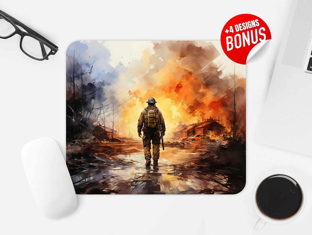 Firefighter Mouse Pad Sublimation Design, Fireman Computer Mouse Pad ...