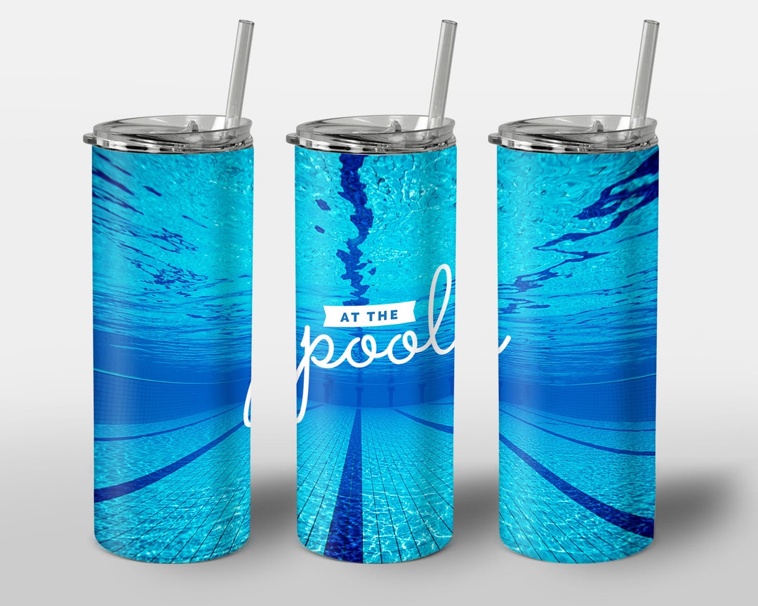 At the Pool Swimming Design for Tumbler, STRAIGHT 20oz Skinny Tumbler ...
