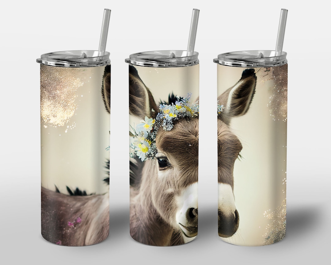Cute Donkey Floral Design for Tumbler, Alcohol Ink Art, Cute Baby ...