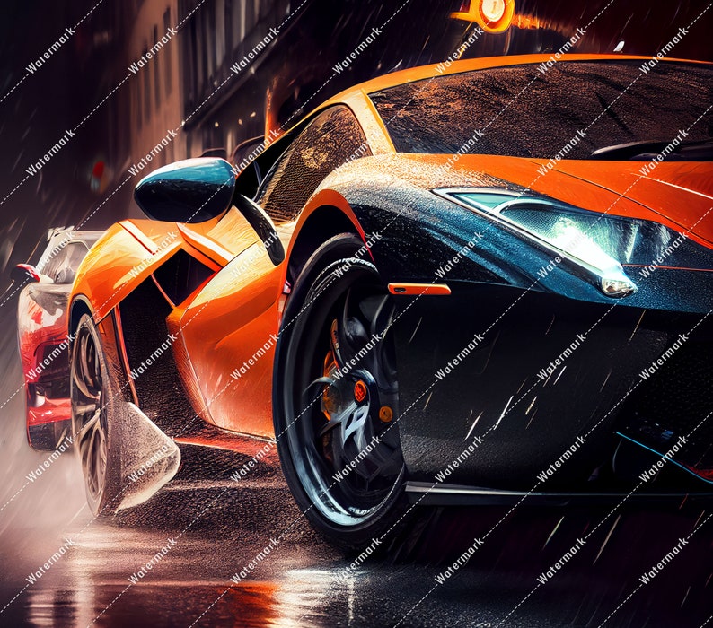 Speed Car Design for Tumbler Alcohol Ink Art Orange Sport - Etsy