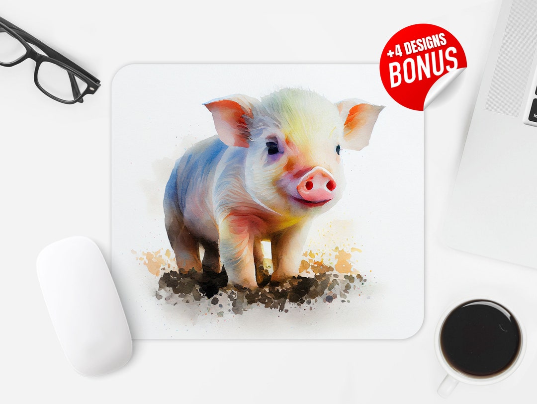 Baby Pig Mouse Pad Sublimation Design, Watercolor Farm Cute Pig ...