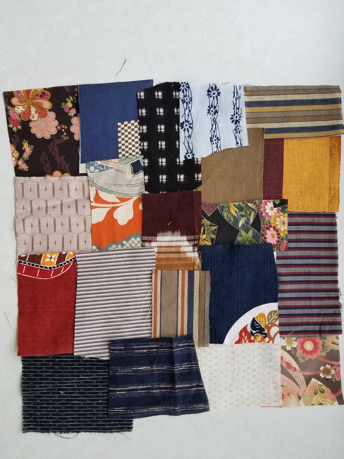 Vintage Fabrics Japanese Loop/knot Bag Kit/ Boro, Sashiko, Reversible ...