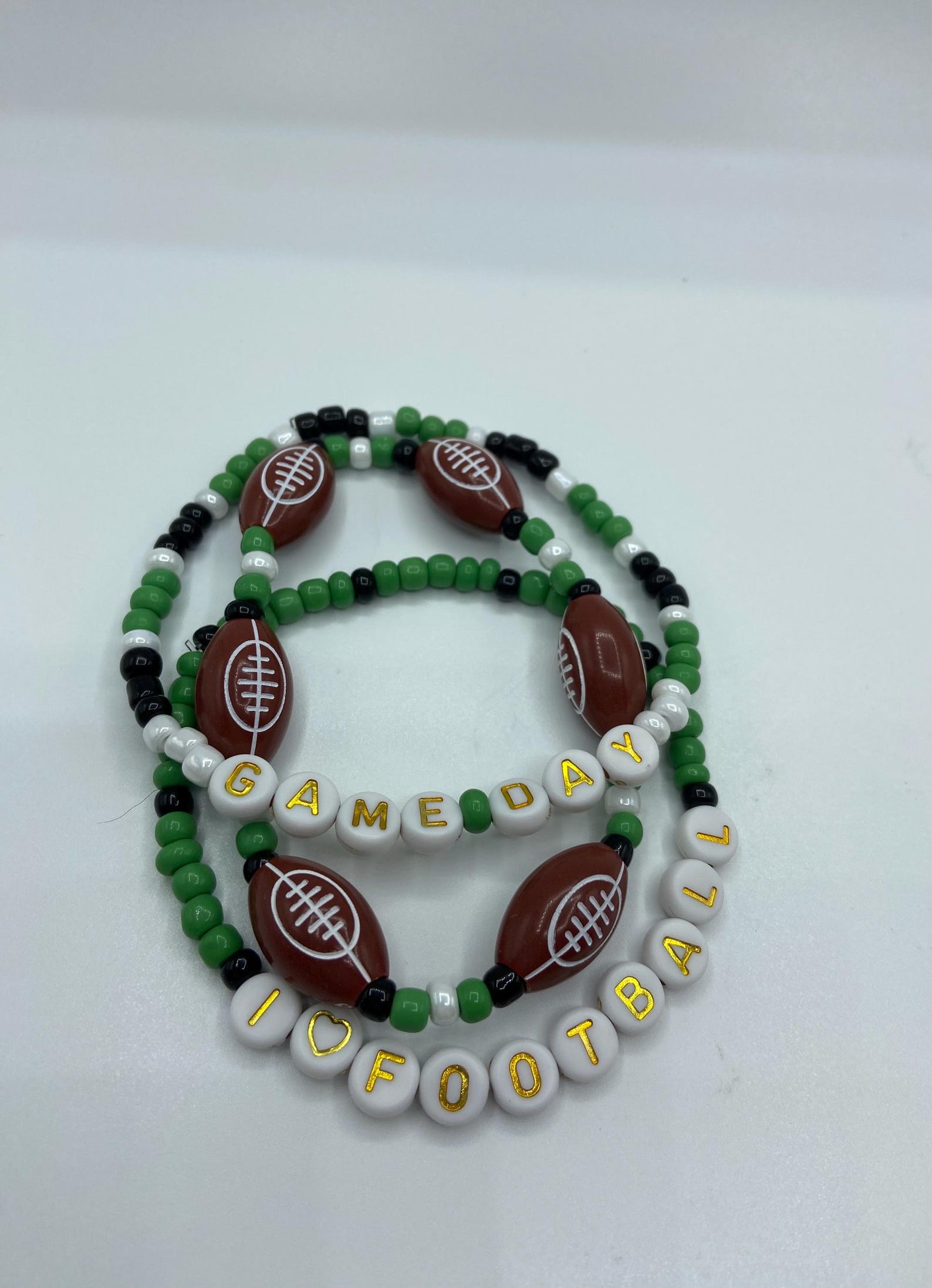 Set of 3 Beaded Stretch Football Bracelets - Etsy