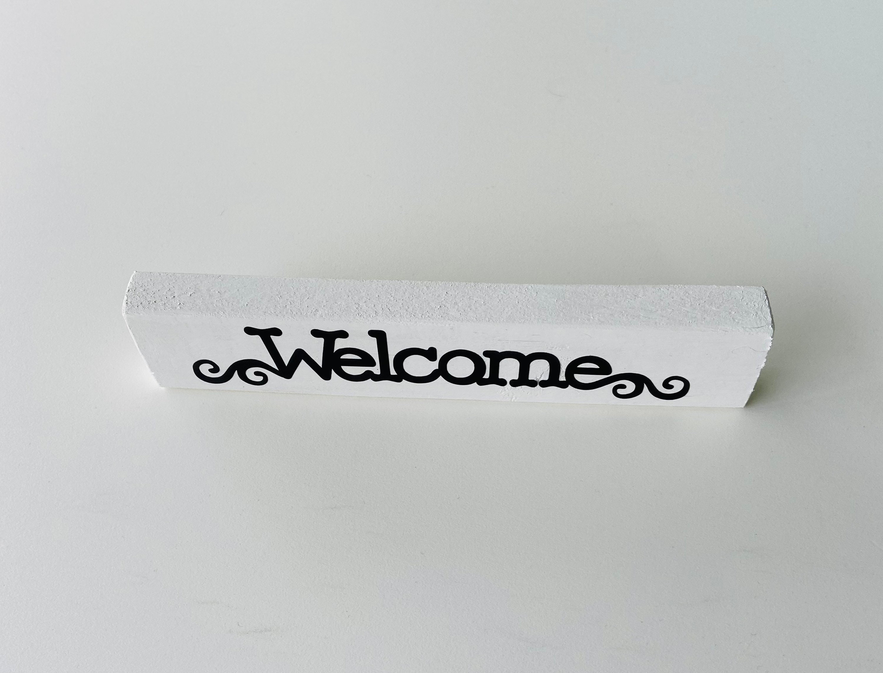 Wooden White Welcome Tabletop Sign - Etsy