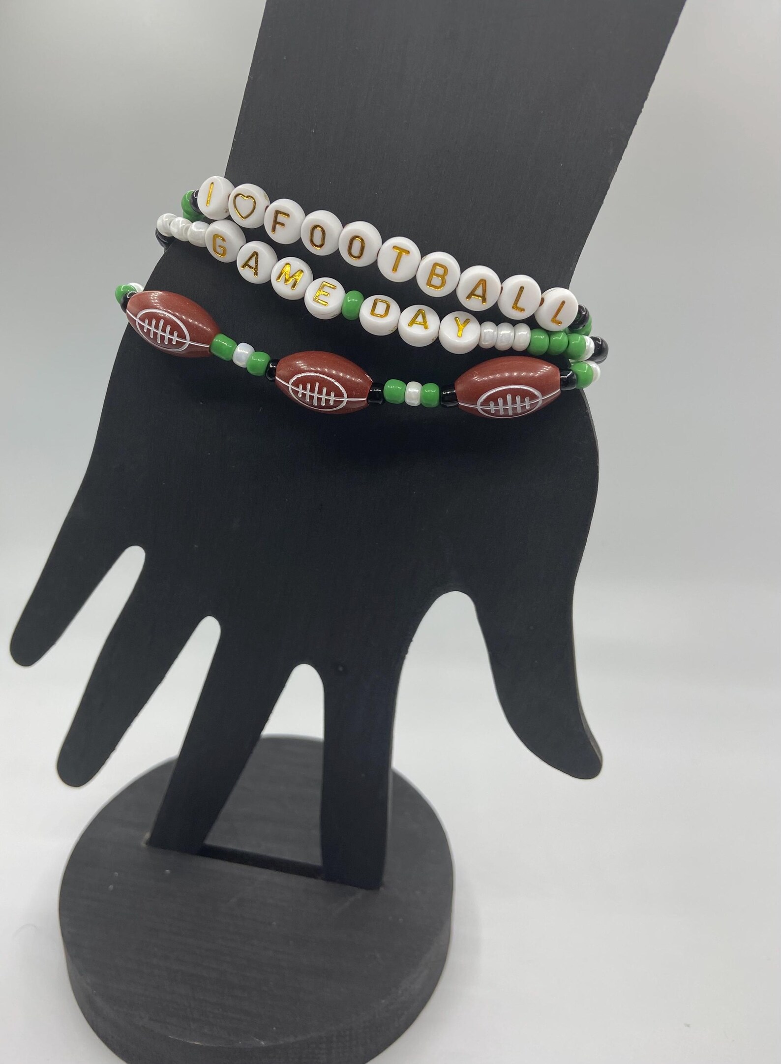 Set of 3 Beaded Stretch Football Bracelets - Etsy
