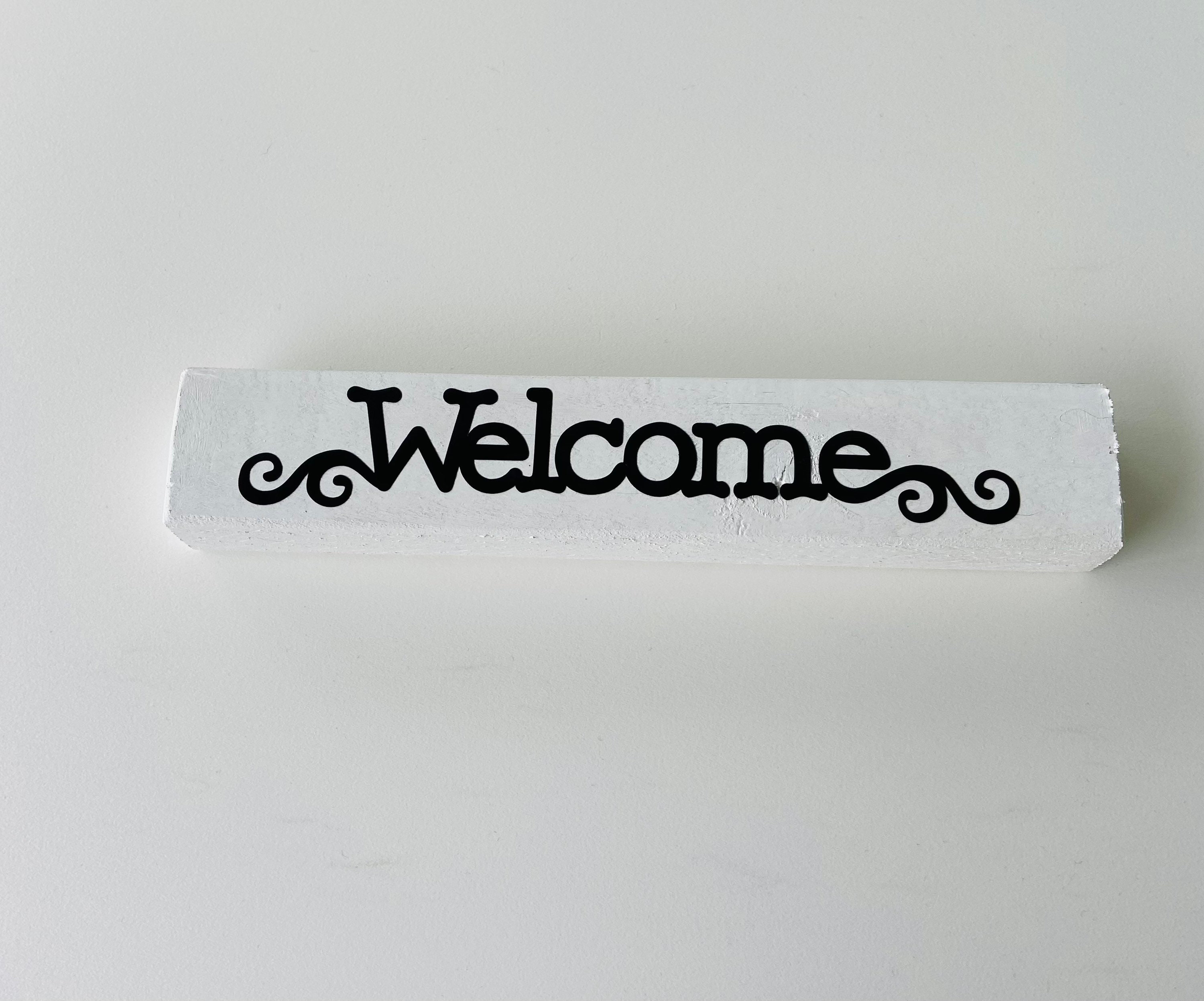 Wooden White Welcome Tabletop Sign - Etsy