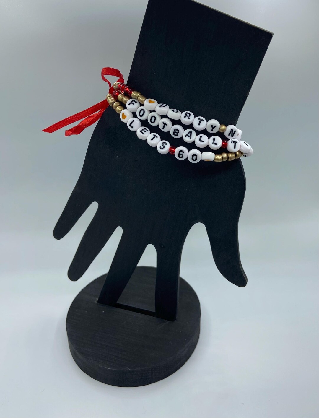 Football Time Forty Niners Set of 3 Beaded Stretch Bracelets With ...