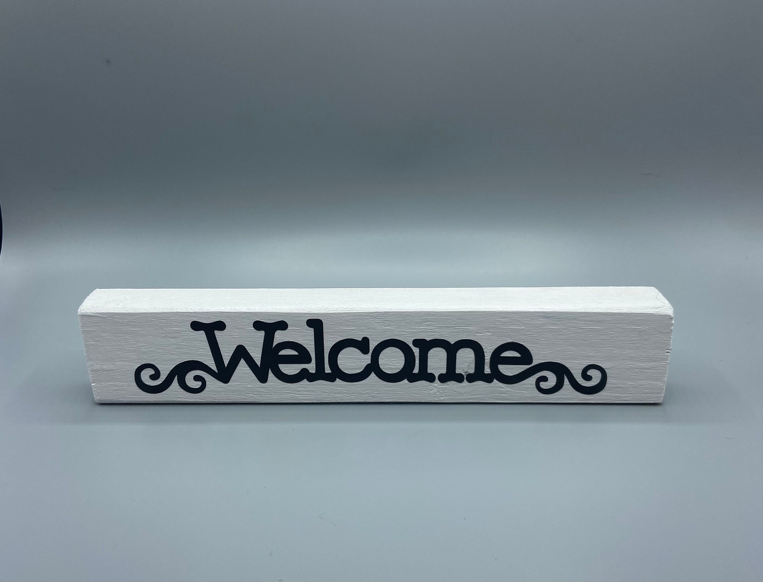 Wooden White Welcome Tabletop Sign - Etsy