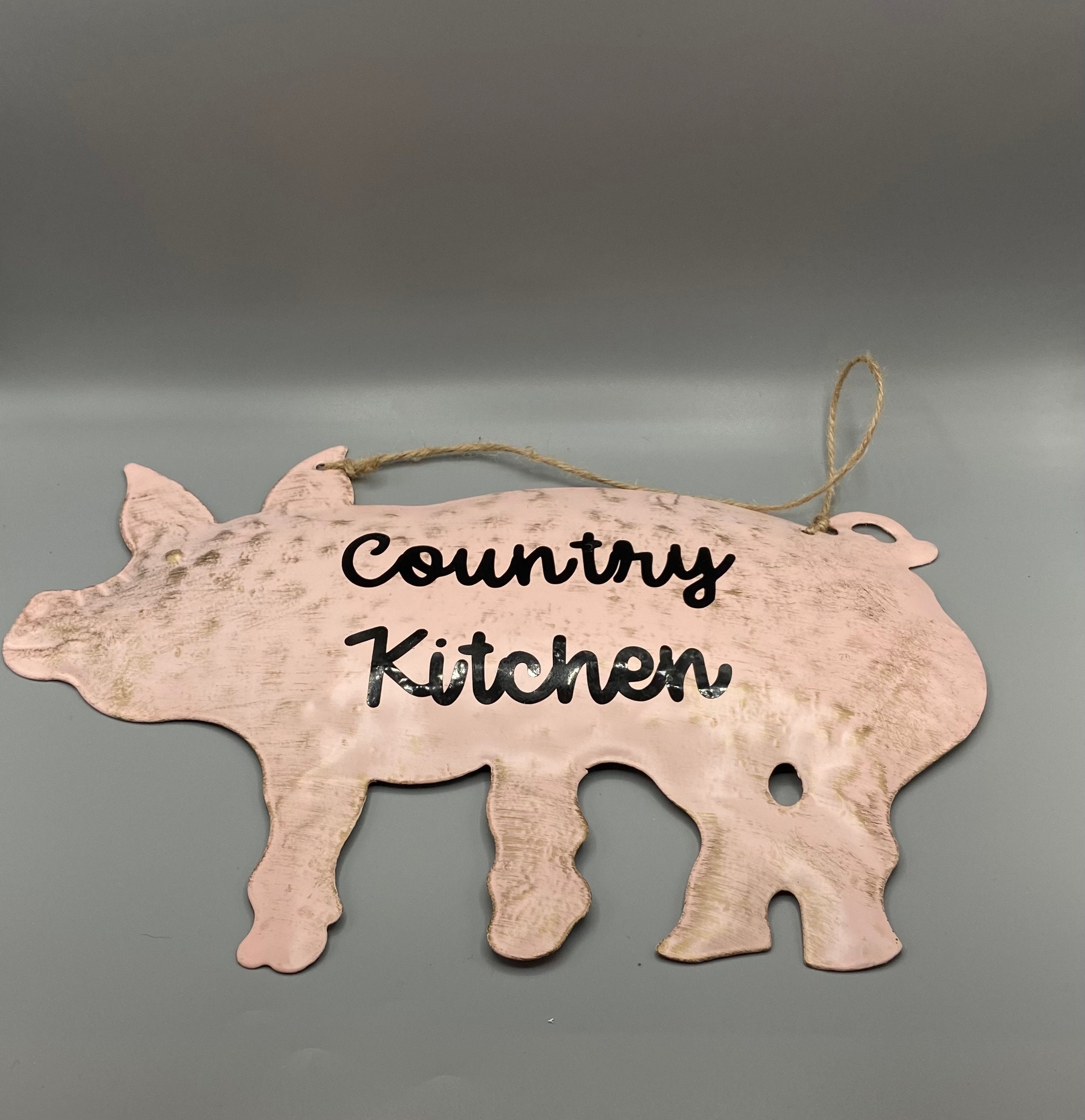Country Kitchen Metal Pink Pig Sign - Etsy