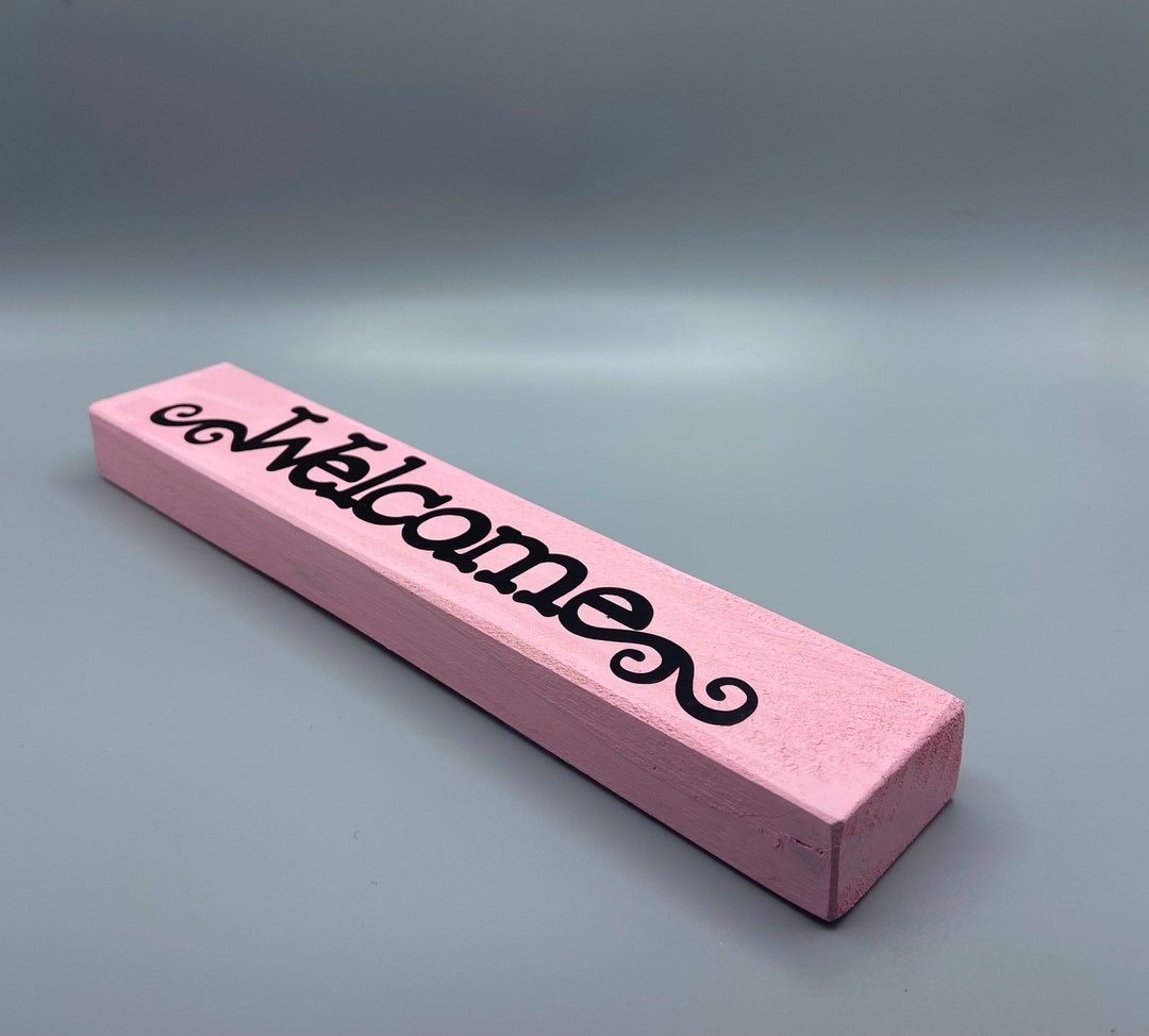 Wooden Pink Welcome Tabletop Sign - Etsy