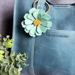 Large Daisy Flower Purse Charm, Mint Blue Flower Purse Charm, Genuine ...
