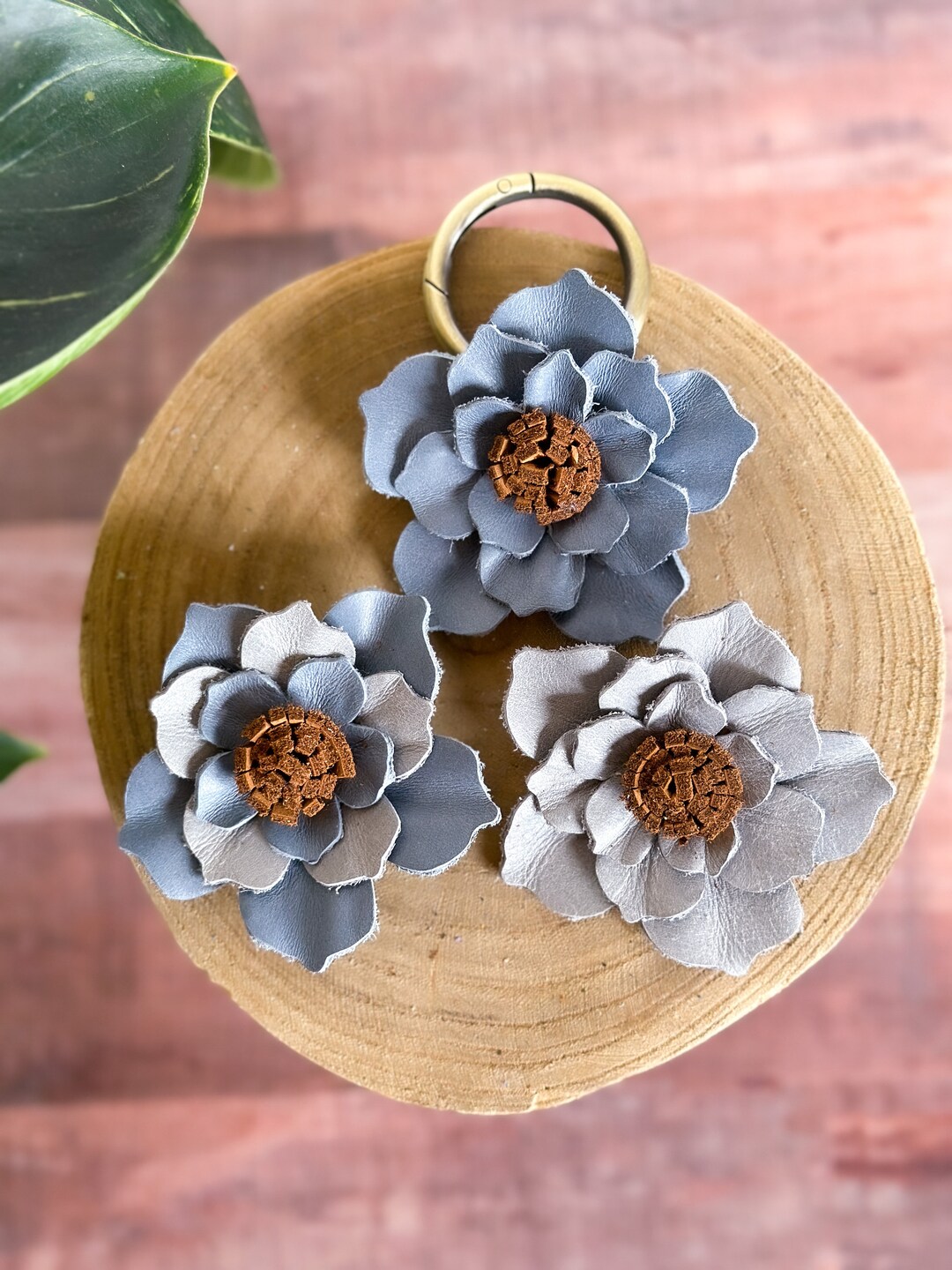 Blue Gray Flower Purse Charm, Single Blue Gray Magnolia Flower Purse ...