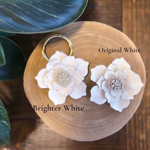 White Flower Purse Charm, Single Magnolia Flower Purse Charm, Genuine ...