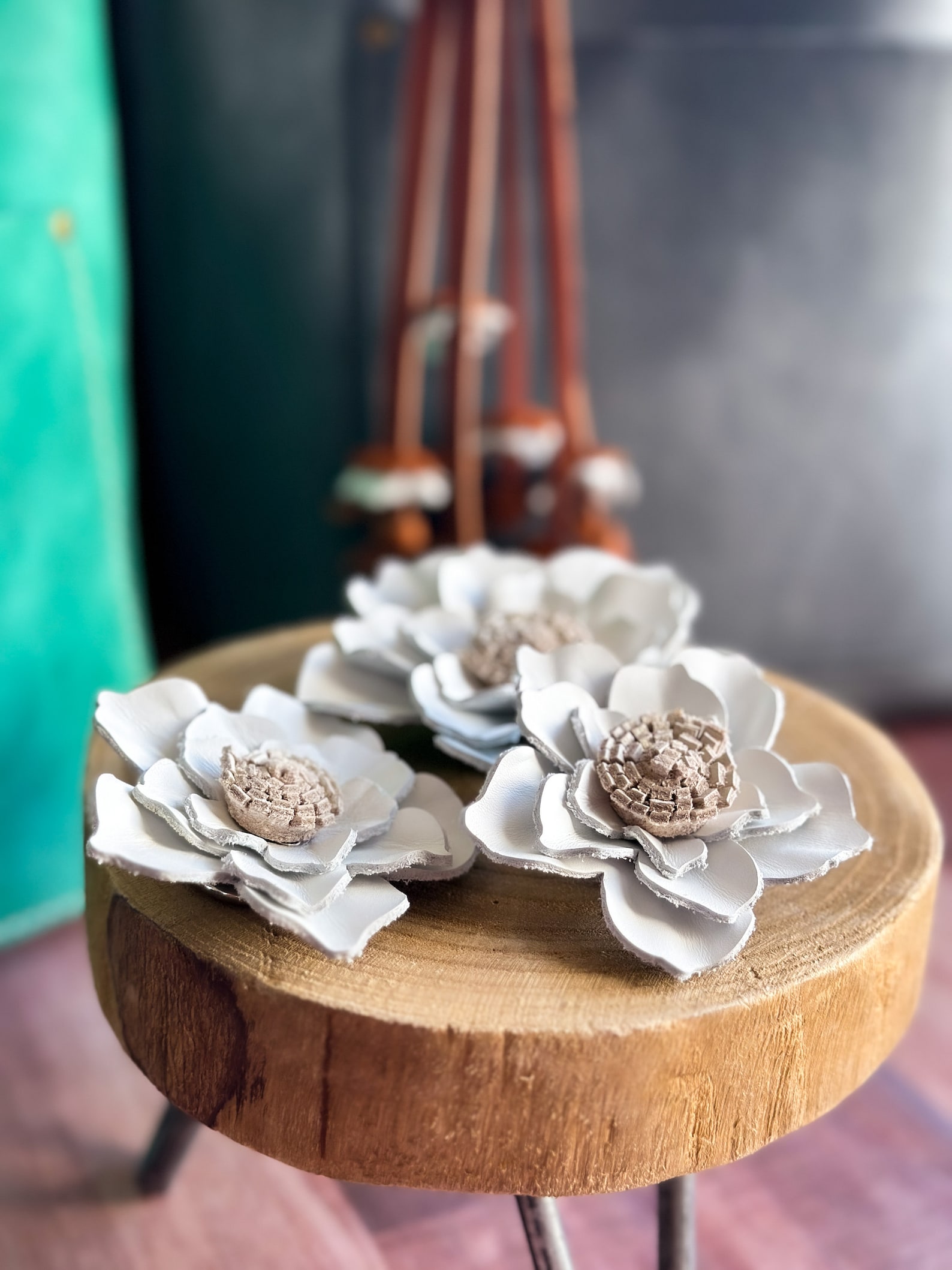 White Flower Purse Charm, Single Magnolia Flower Purse Charm, Genuine ...