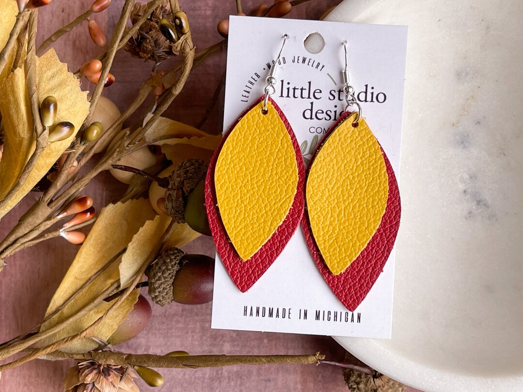 Red and Gold Earrings, Kansas City Chiefs Football Earrings, KC ...