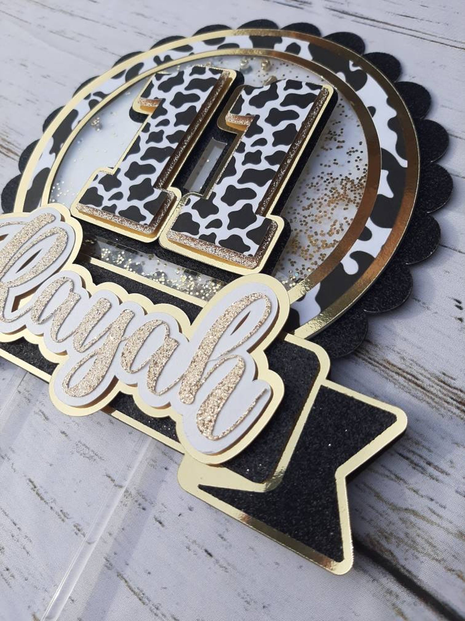 Animal Print Shaker Cake Topper Cow Print Cake Topper Cow - Etsy