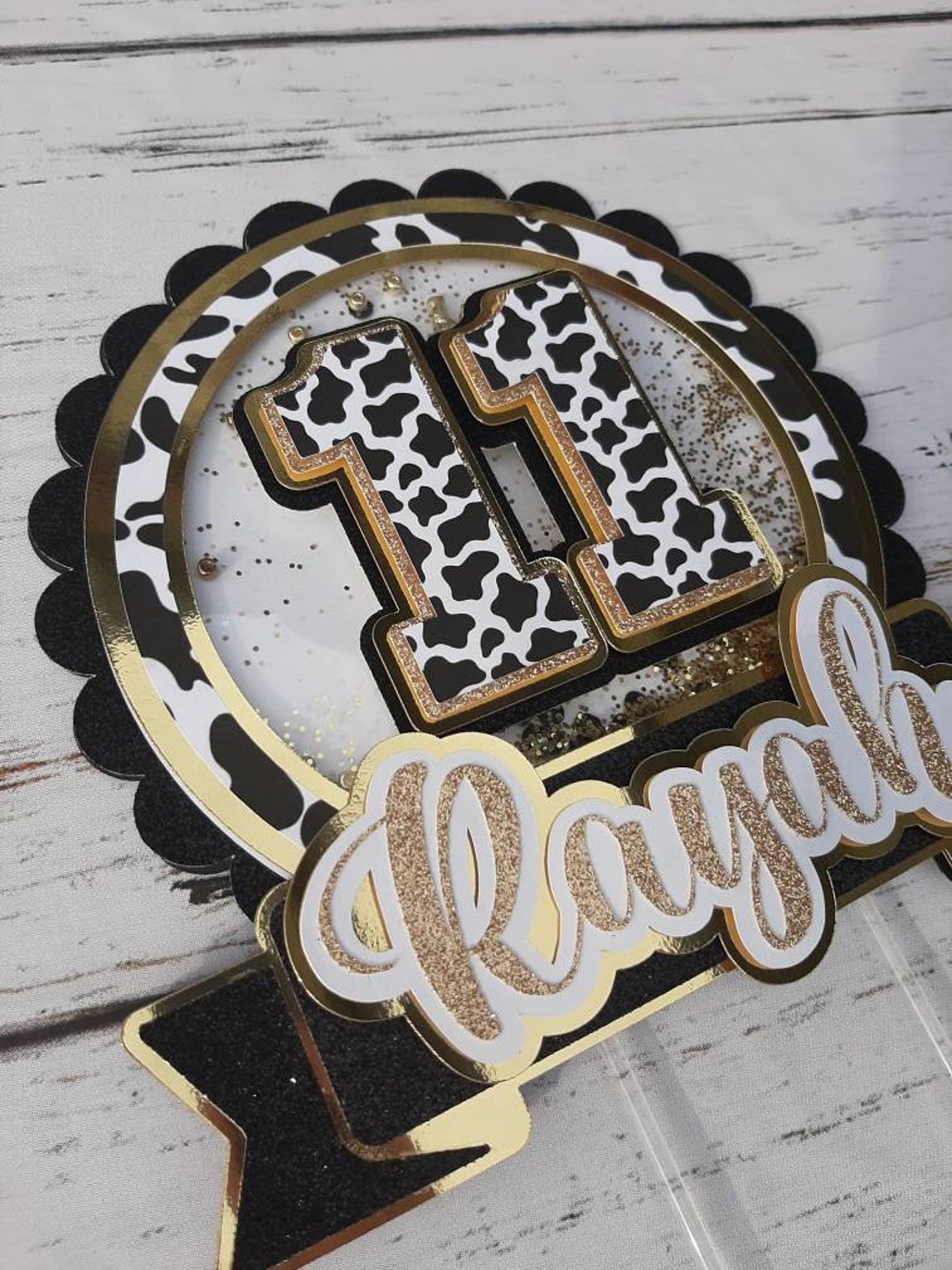 Animal Print Shaker Cake Topper Cow Print Cake Topper Cow - Etsy