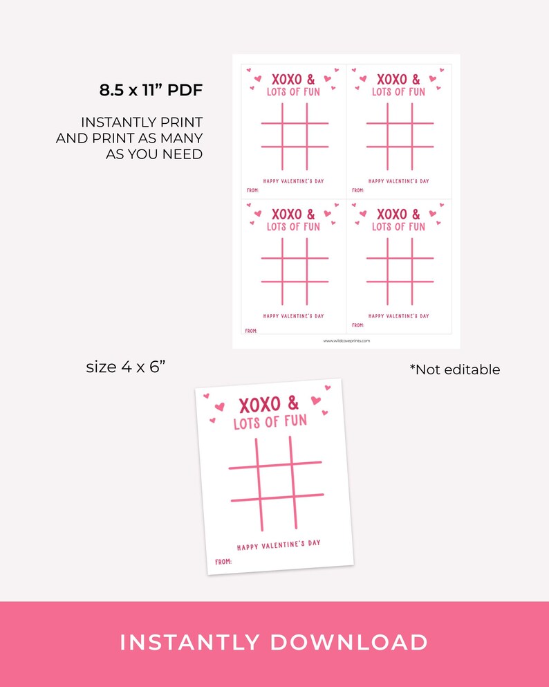 Printable Valentine's Tic Tac Toe Game, Valentine Tags, Happy Valentine ...
