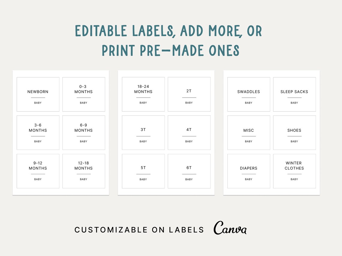 Editable Baby Storage Labels, Storage Bin Labels, Nursery Organization ...