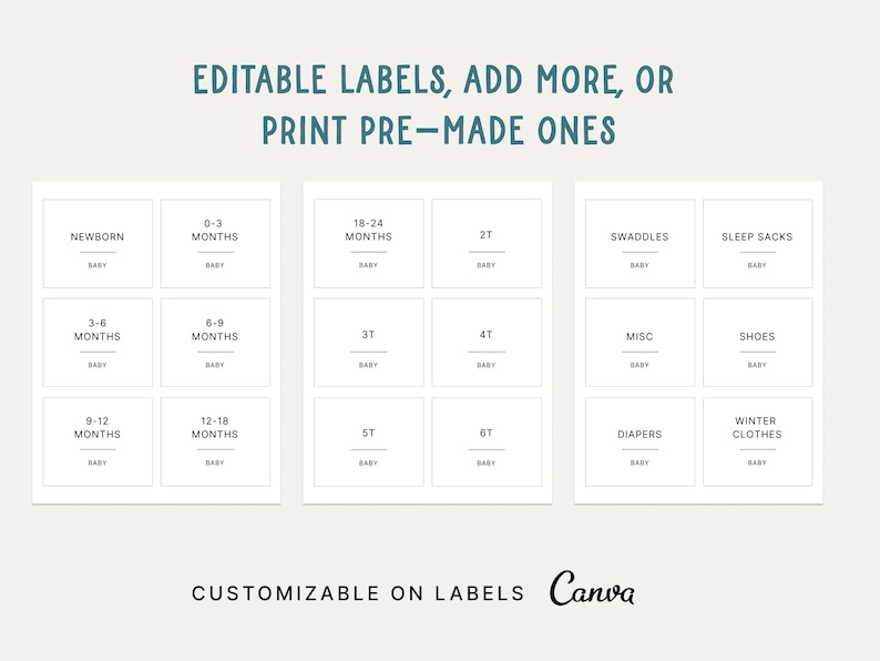 Editable Baby Storage Labels, Storage Bin Labels, Nursery Organization ...