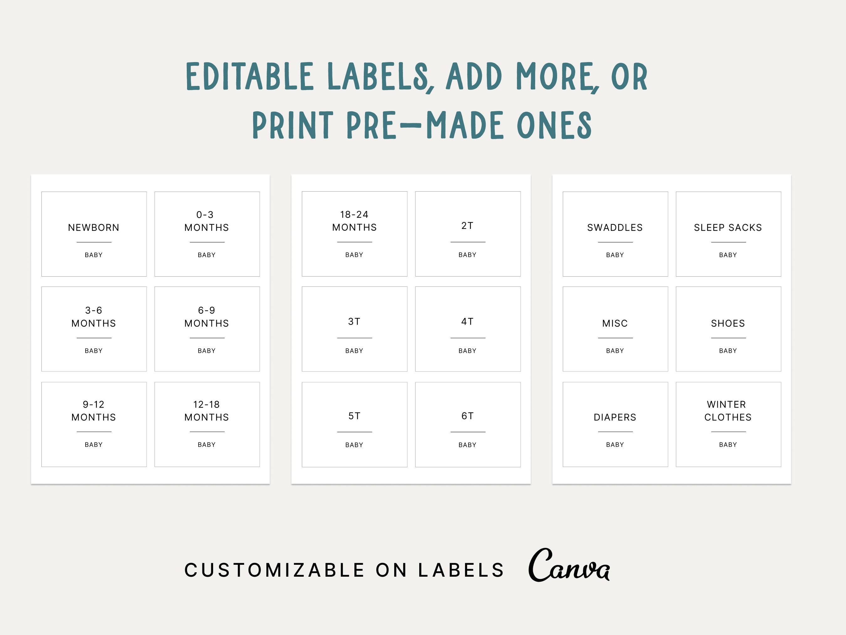 Editable Baby Storage Labels, Storage Bin Labels, Nursery Organization ...