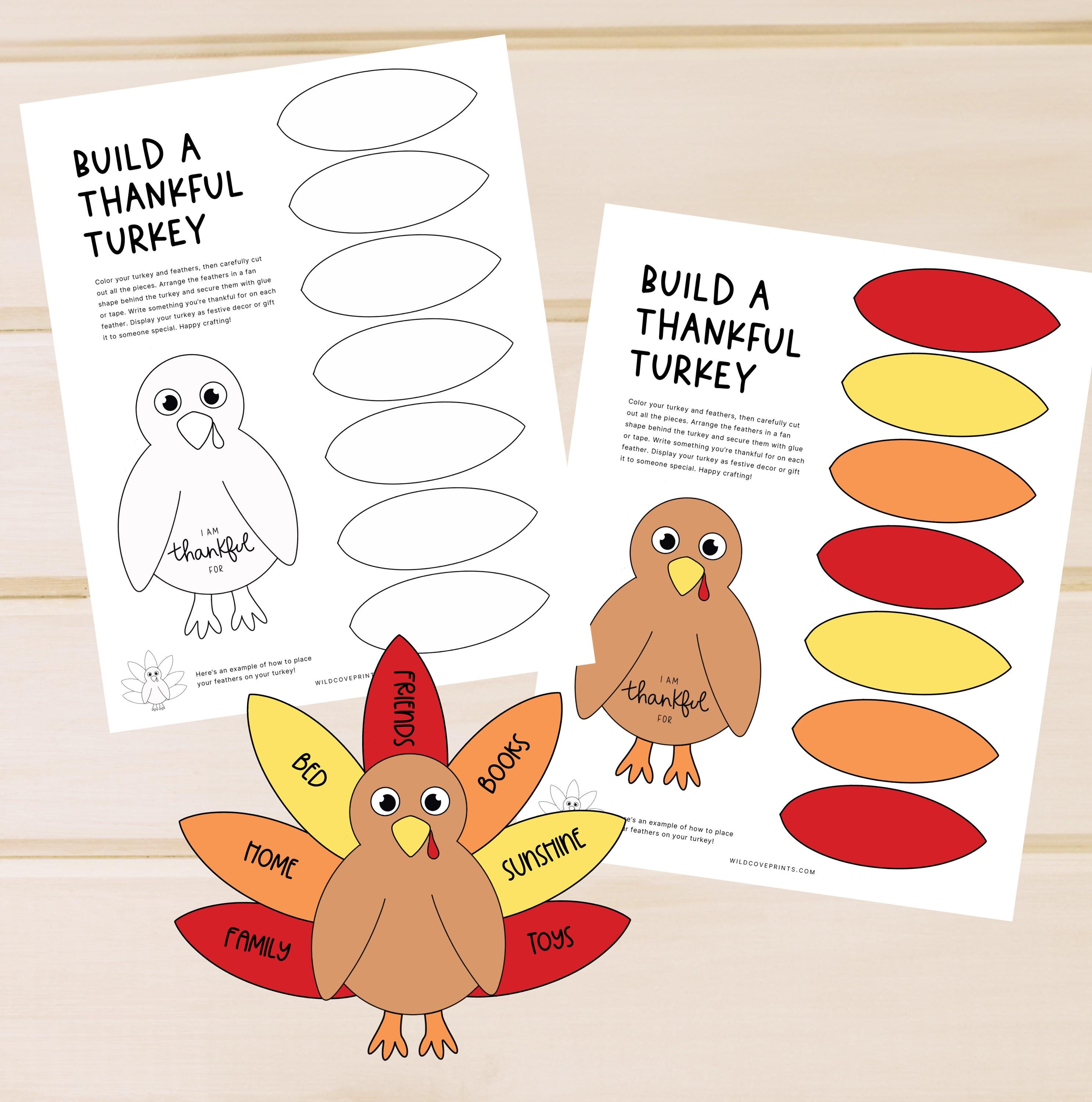 Printable Build a Turkey Kid's Craft, Printable Thanksgiving Craft, Fun ...