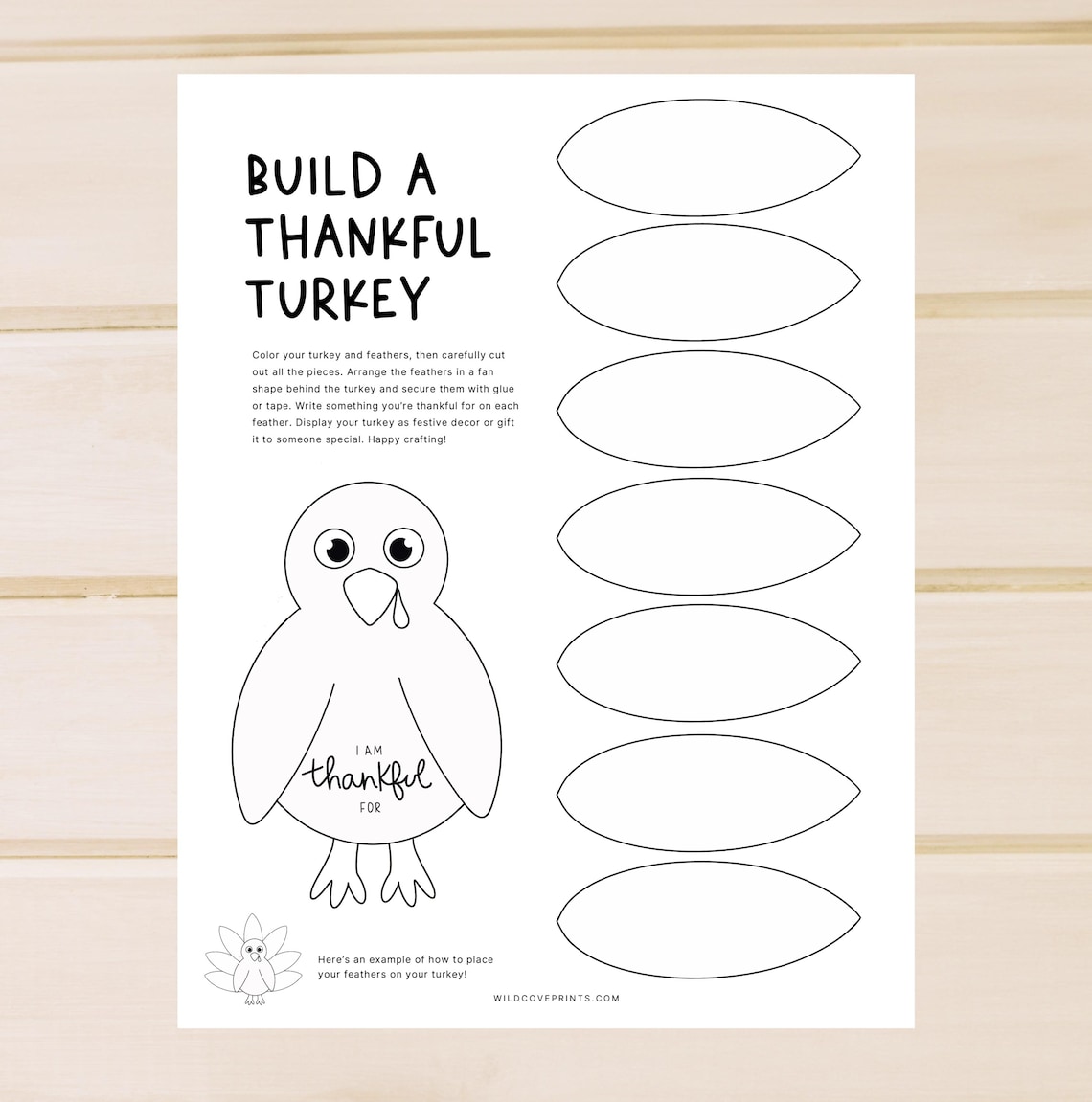 Printable Build a Turkey Kid's Craft, Printable Thanksgiving Craft, Fun ...
