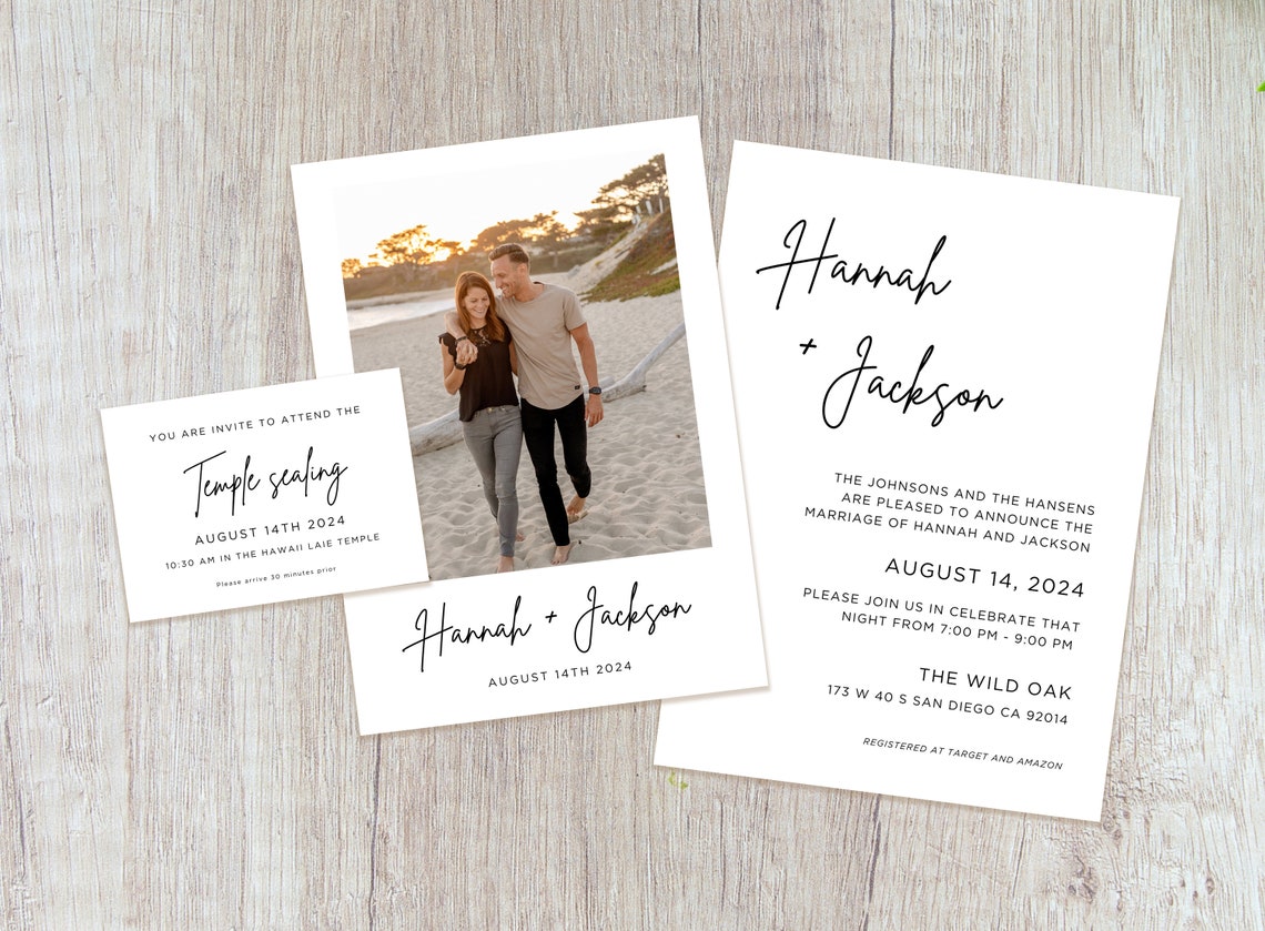 Editable LDS Wedding Invitation Template, Photo Wedding Invitation ...