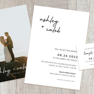 Minimalist LDS Wedding Invitation, Handwritten Wedding Invite, Photo ...