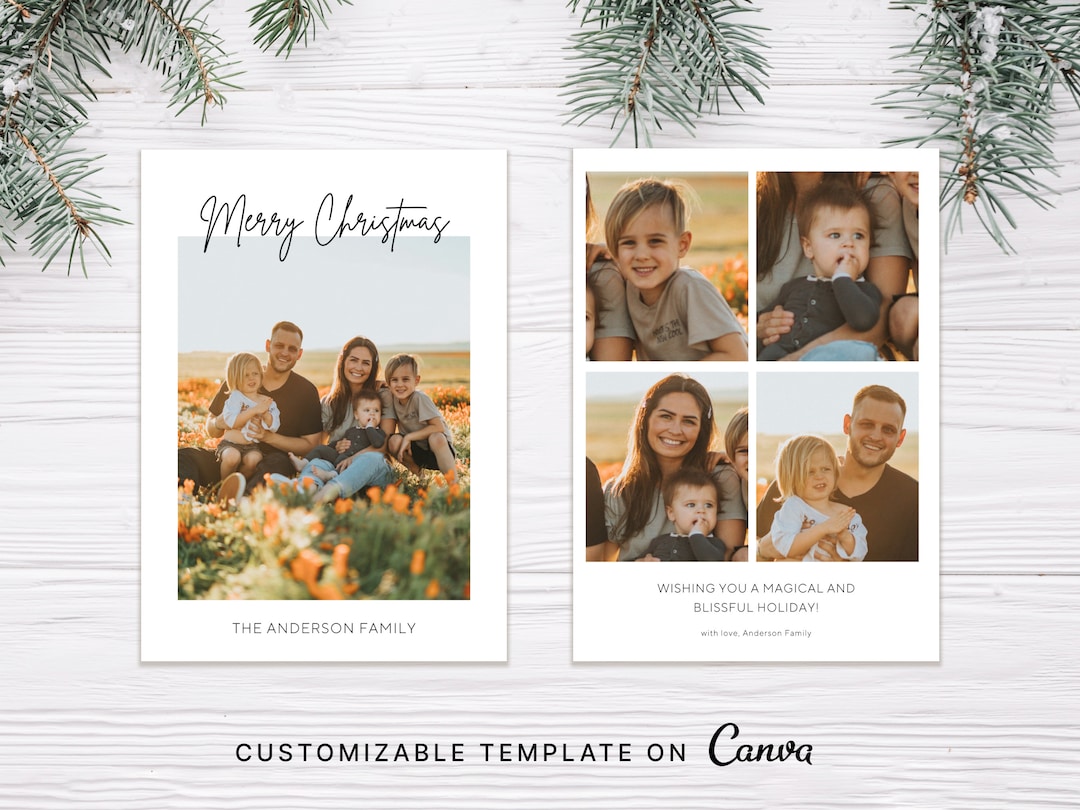 Editable Christmas Photo Card Template: Printable Canva Design - Etsy