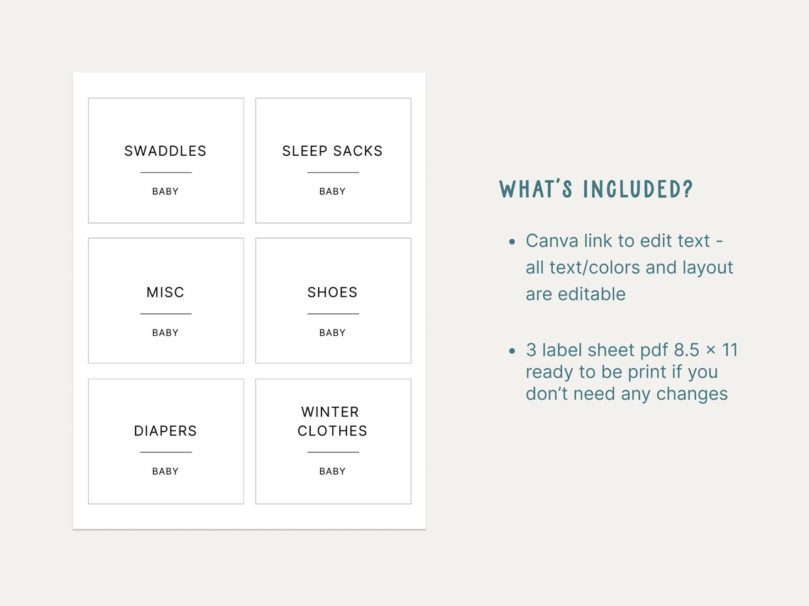 Editable Baby Storage Labels, Storage Bin Labels, Nursery Organization ...